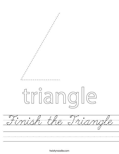finish the triangle worksheet cursive twisty noodle