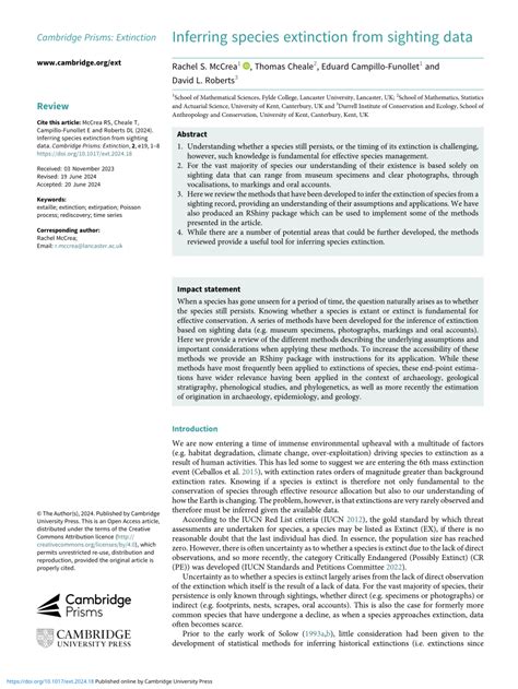 pdf inferring species extinction from sighting data