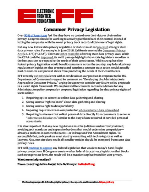 Legislative One Pager Electronic Frontier Foundation