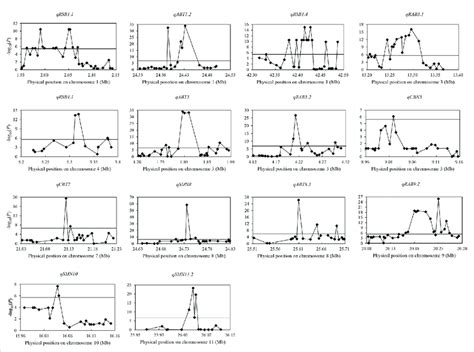 Manhattan Plots Of Gene Based Association Analysis In 14 Important Qtl Download Scientific