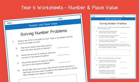 year 6 solving number problems worksheets ks2 number and place value