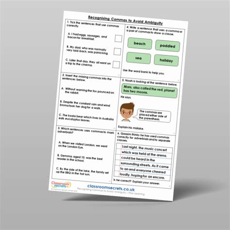 Year 5 Recognising Commas To Avoid Ambiguity Prior Learning Resource Classroom Secrets