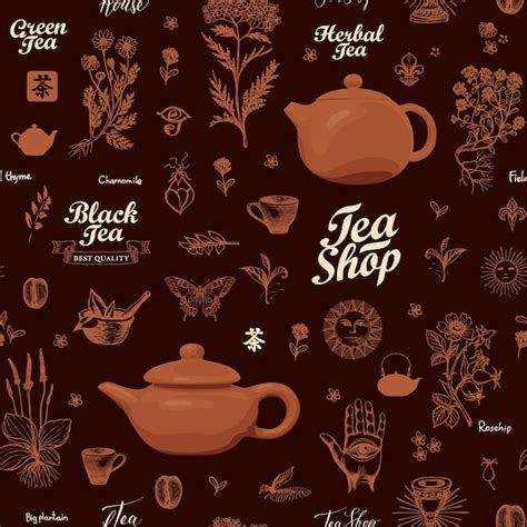 Premium Vector Seamless Background On Tea Theme