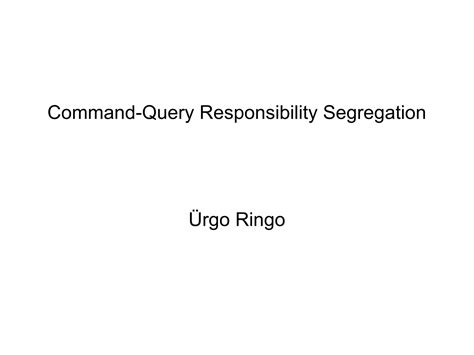 Command And Query Responsibility Segregation Odp Databases