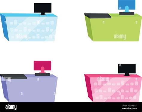 Cashier Desks Flat Objects Set Stock Vector Image And Art Alamy