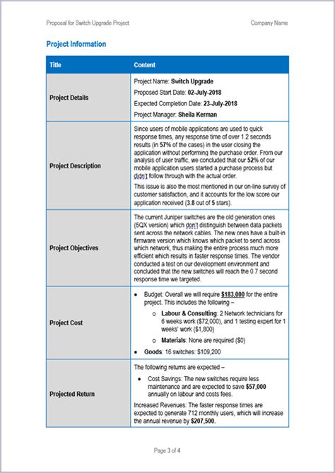 Project Outline Template Word With An Example Project Management Templates