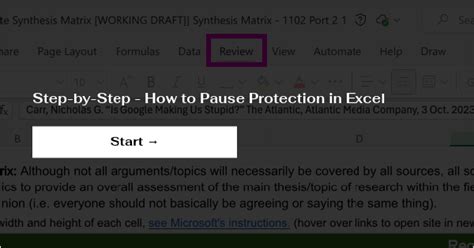 Step By Step How To Pause Protection In Excel