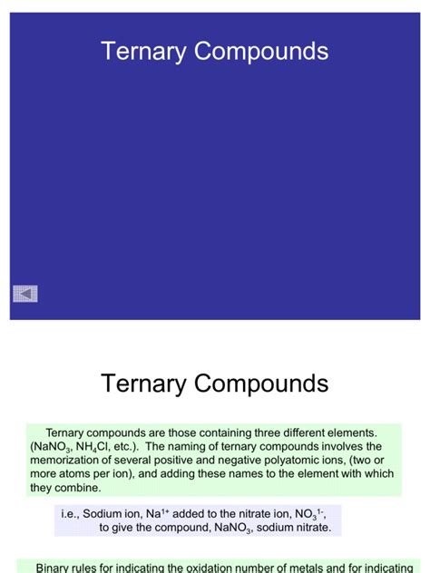 Ternary Compounds Chemical Compounds Ion