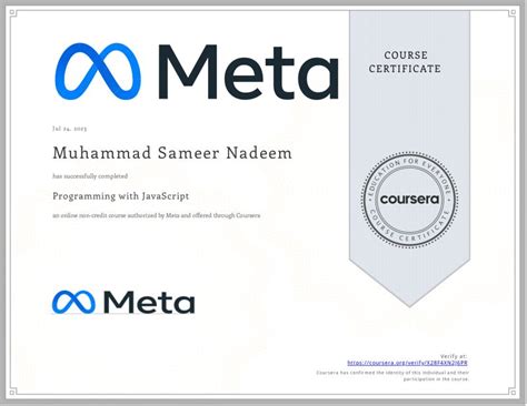 muhammad sameer nadeem on linkedin completed my course of programming in javascript provided