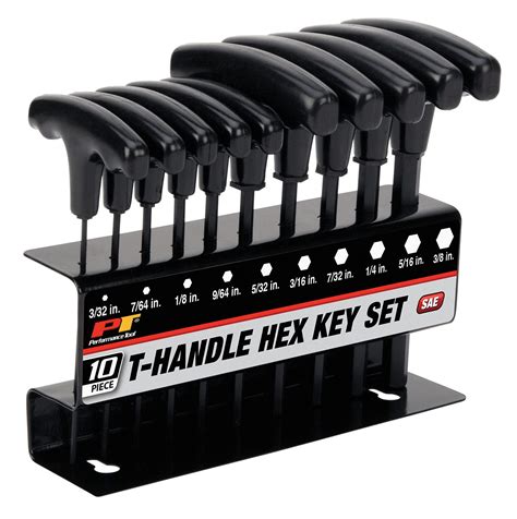 Performance Tool W80274 10 Piece Sae T Handle Allen Wrench Set