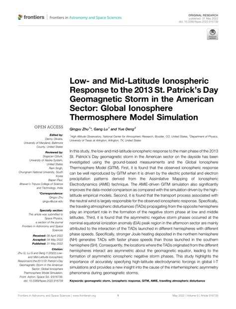Pdf Low And Mid Latitude Ionospheric Response To The 2013 St