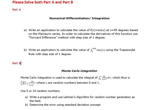 please solve both part a and part b part a numerical