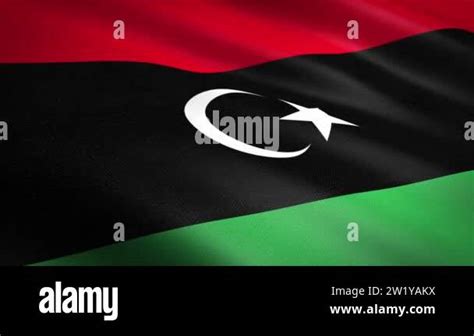 Flag Of Libya Waving Flag With Highly Detailed Fabric Texture Seamless
