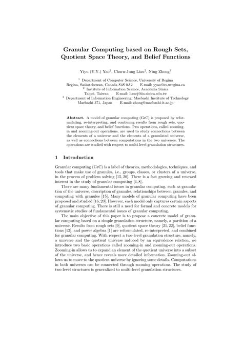 Pdf Granular Computing Based On Rough Sets Quotient Space Theory