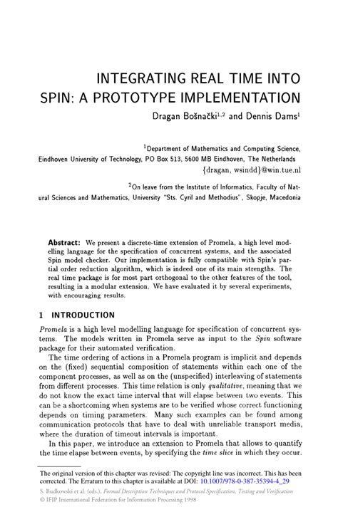 Pdf Integrating Real Time Into Spin A Prototype Implementation
