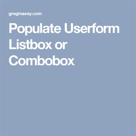 Populate Userform Listbox Or Combobox Microsoft Outlook Microsoft Office Words