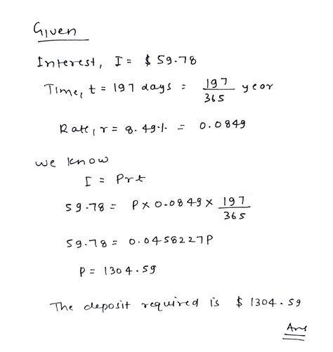 Solved Using The Simple Interest Formula I Prt Determine The