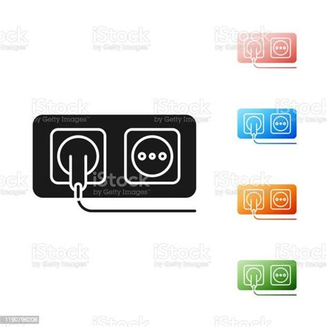 흰색 배경에 격리된 검은색 전기 콘센트 아이콘입니다 전원 소켓 로제트 기호입니다 다채로운 아이콘을 설정합니다 벡터 일러스트레이션 0명에 대한 스톡 벡터 아트 및 기타 이미지