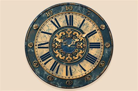 이중 노출 레트로 시계와 장미 꽃 배경 발렌타인 컨셉 3d 일러스트레이션 고대 프리미엄 Ai 생성 벡터