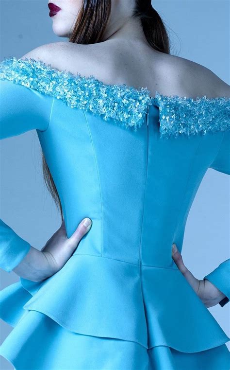 MNM Couture G Embellished Off Shoulder Long Sleeve Dress Couture Evening Dress Mnm