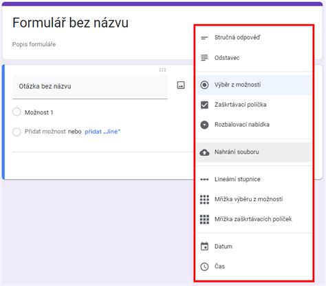 Lekce 2 Google Forms Formáty odpovědí