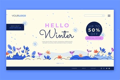 겨울 시즌 축하 방문 페이지 템플릿 무료 벡터