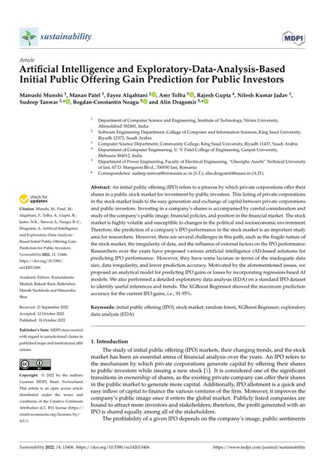 Pdf Artificial Intelligence And Exploratory Data Analysis Based Initial Public Offering Gain