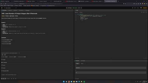 Leetcode 1481 Least Number Of Unique Integers After K Removals Youtube