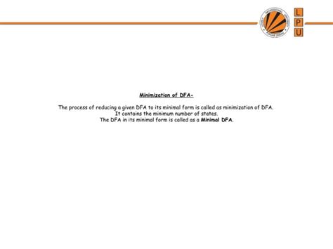 Minimization Of A Deterministic Finite Automaton Dfapptx