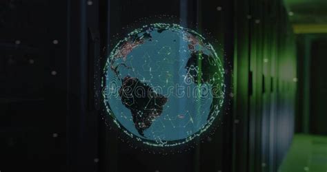 Image Of Globe With Connections Over Computer Server Stock Illustration Illustration Of People