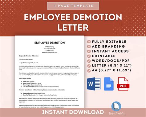 Employee Demotion Letter Template Job Demotion Notice Employee Role