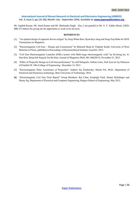Single Stage Reluctance Type Coilgun Pdf
