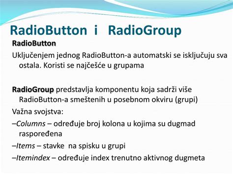 Ppt Zadaci Komponente Izbora Checkbox Radiobutton Radiogroup