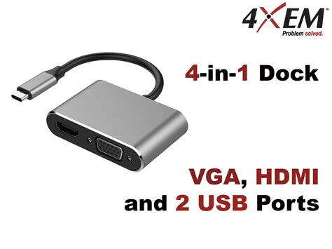 4xem 4 In 1 Hdmi Vga Power Delivery Usb C Dock 4xusbchub05 Network Hardwares
