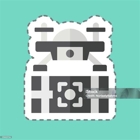 스티커 라인 컷 대상 위치 드론 기호와 관련이 있습니다 심플한 디자인 일러스트레이션 0명에 대한 스톡 벡터 아트 및 기타 이미지