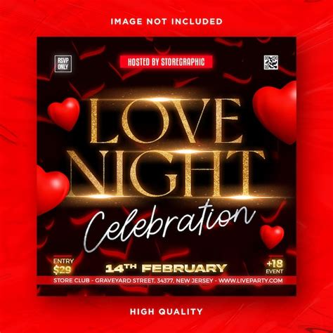 발렌타인 데이 전단지 소셜 미디어 디자인 및 나이트 클럽 파티 전단지 템플릿 프리미엄 Psd 파일