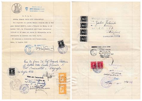 Mahmoud Hammad Certificates From Rome Masa Items Atassi Foundation