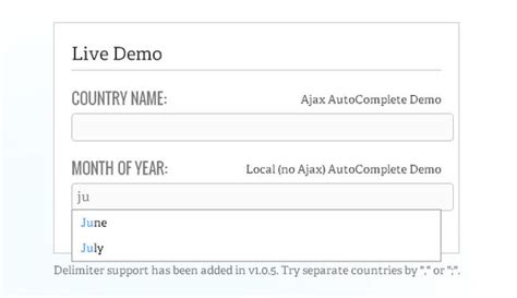 Jquery Auto Complete And Auto Suggest Text Input Jquery Text Country