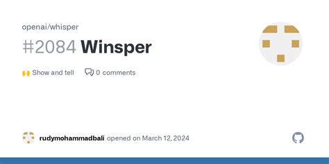 Winsper Openai Whisper Discussion Github