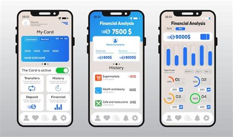 온라인 모바일 뱅킹 앱 Ui Ux 및 Gui 세트 프리미엄 벡터