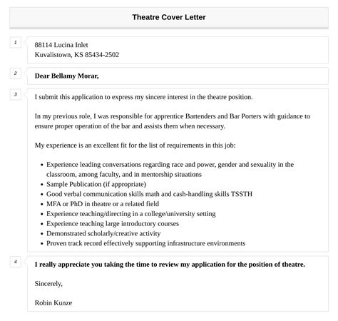 Theatre Cover Letter Velvetjobs
