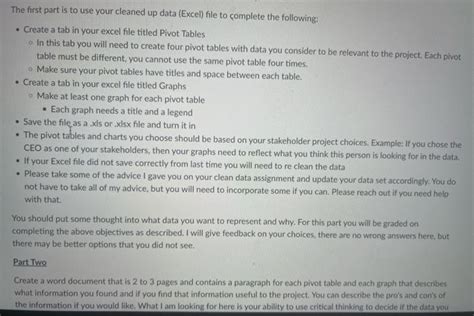Solved The First Part Is To Use Your Cleaned Up Data Excel