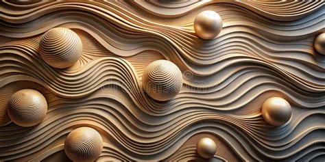Abstract Sculpted Wall Art Featuring Wavy Patterns And Spherical Objects Generative Ai Stock