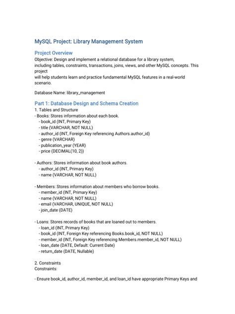 mysql library management project pdf relational database database