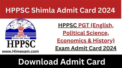 HPPSC PGT English Political Science Economics History Exam Admit Card 2024 Himexam Com