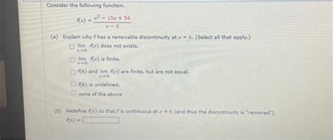 Solved Consider The Following Function F X X−6x2−15x 54