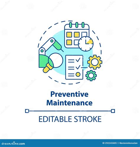 2d Colorful Thin Linear Icon Preventive Maintenance Concept Stock Vector Illustration Of