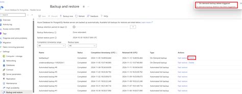 オンデマンド バックアップ Azure Portal プレビュー Azure Database For Postgresql Flexible Server