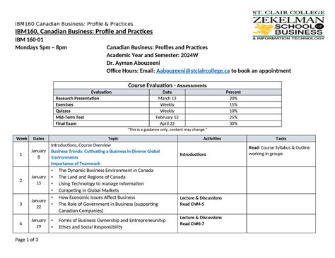 Syllabus Ibm160 001 2024w Ibm160 Canadian Business Profile And Practices Ibm160 Canadian