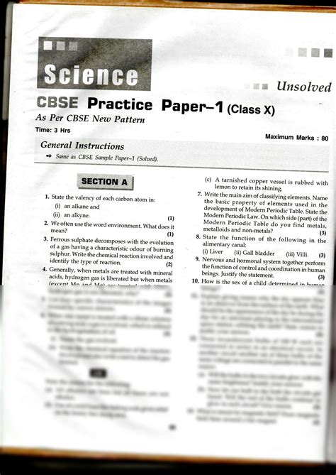 Solution Cbse Class 10 Science Sample Paper Studypool